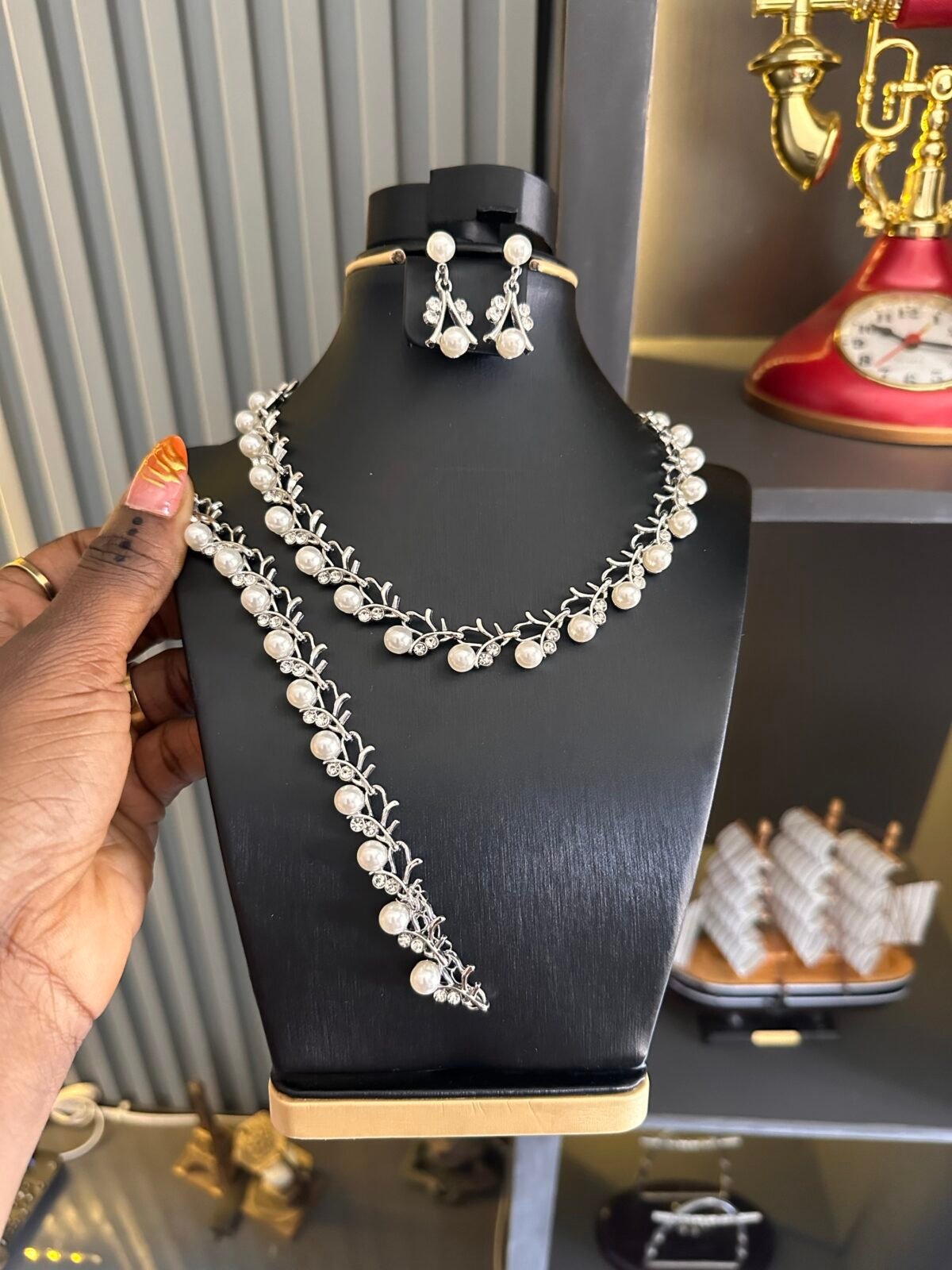 Crystal pearl sets| Buy Online Nigeria |% junejewelries.com